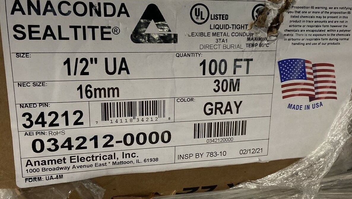 New ANACONDA SEALTITE 34212 100FT 1/2 " New in Box | Mega Mart...