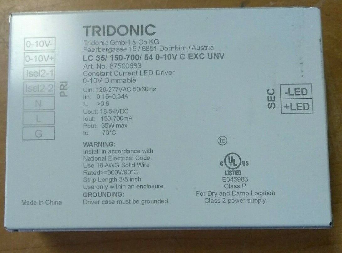 NEW TRIDONIC Driver LC 35W 150–700mA 54V 0-10V C EXC UNV | Mega Mar...