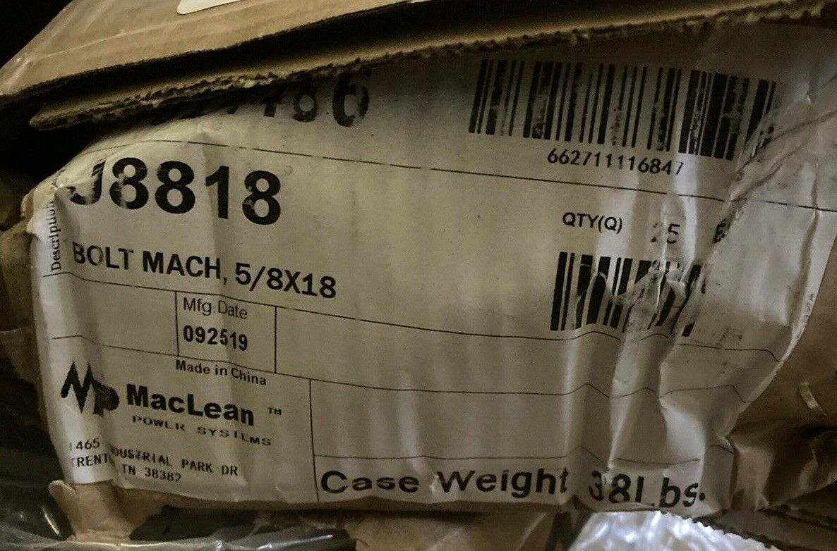 Nuevo (Caja De 25) Maclean Power Systems J8818 Máquina Perno 5 / 20...