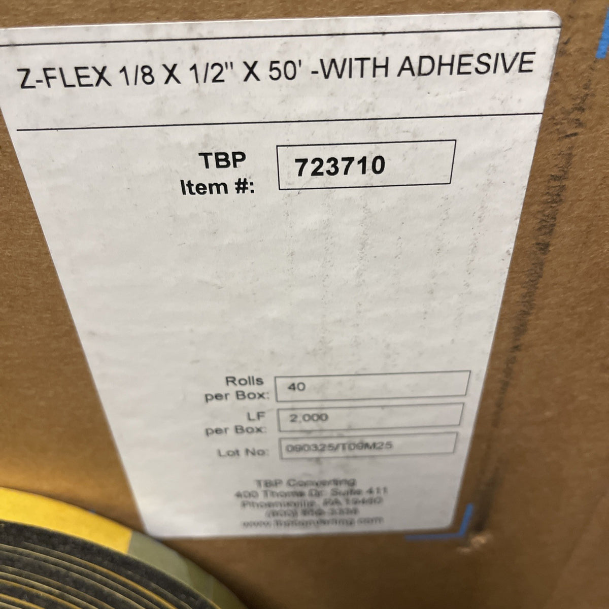 TBP CONVERTING Z-FLEX 1/8 X 1/2" X 50' WITH ADHESIVE INSUL...