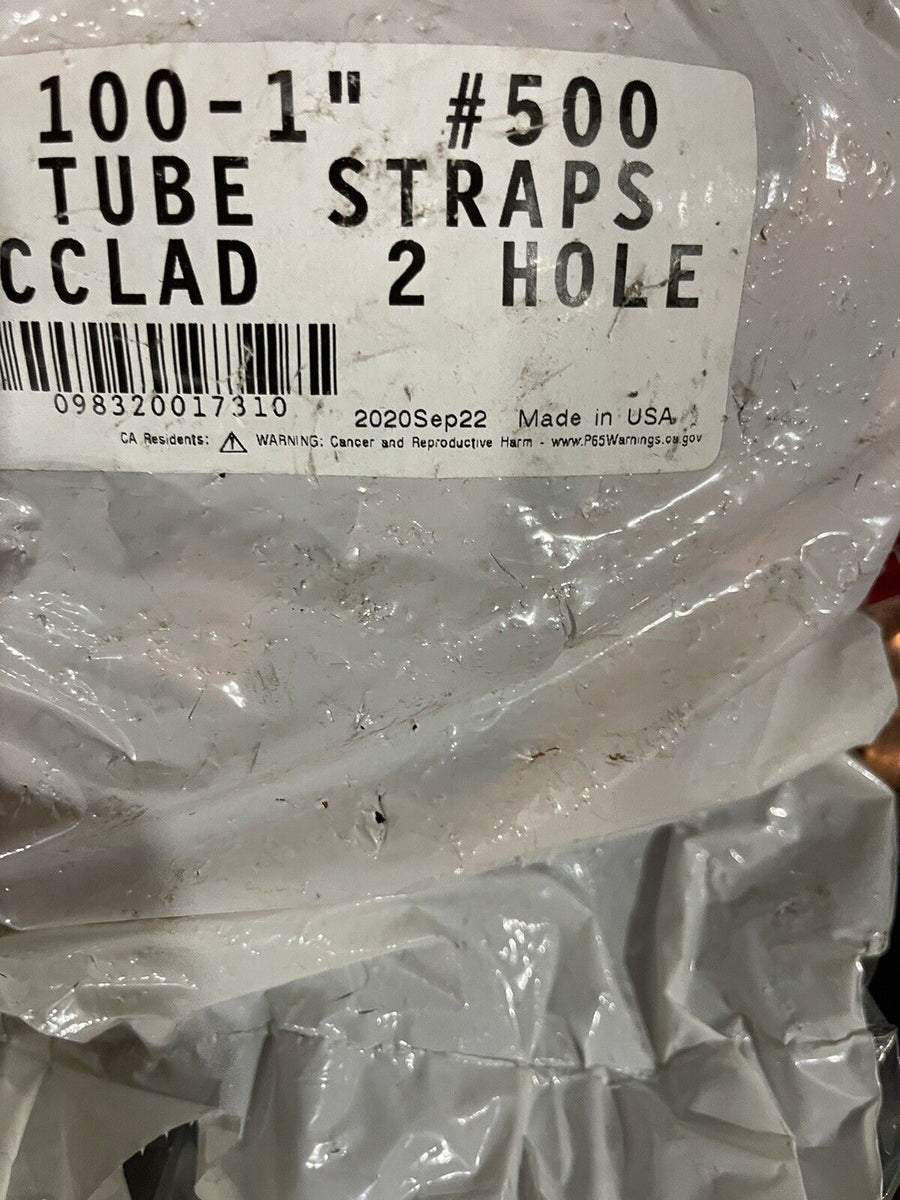 (100 PCS) 1" #500 TUBE STRAPS COPPER CLAD 2 HOLE *FREE SHIPPIN...