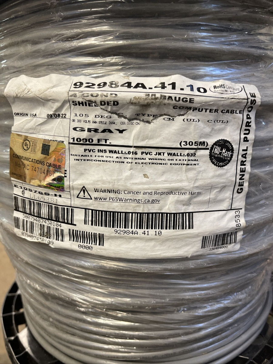 GENERAL CABLE 1000FT 4 COND SHIELDED 20 GAUGE COMPER CABLE 92984A.4...