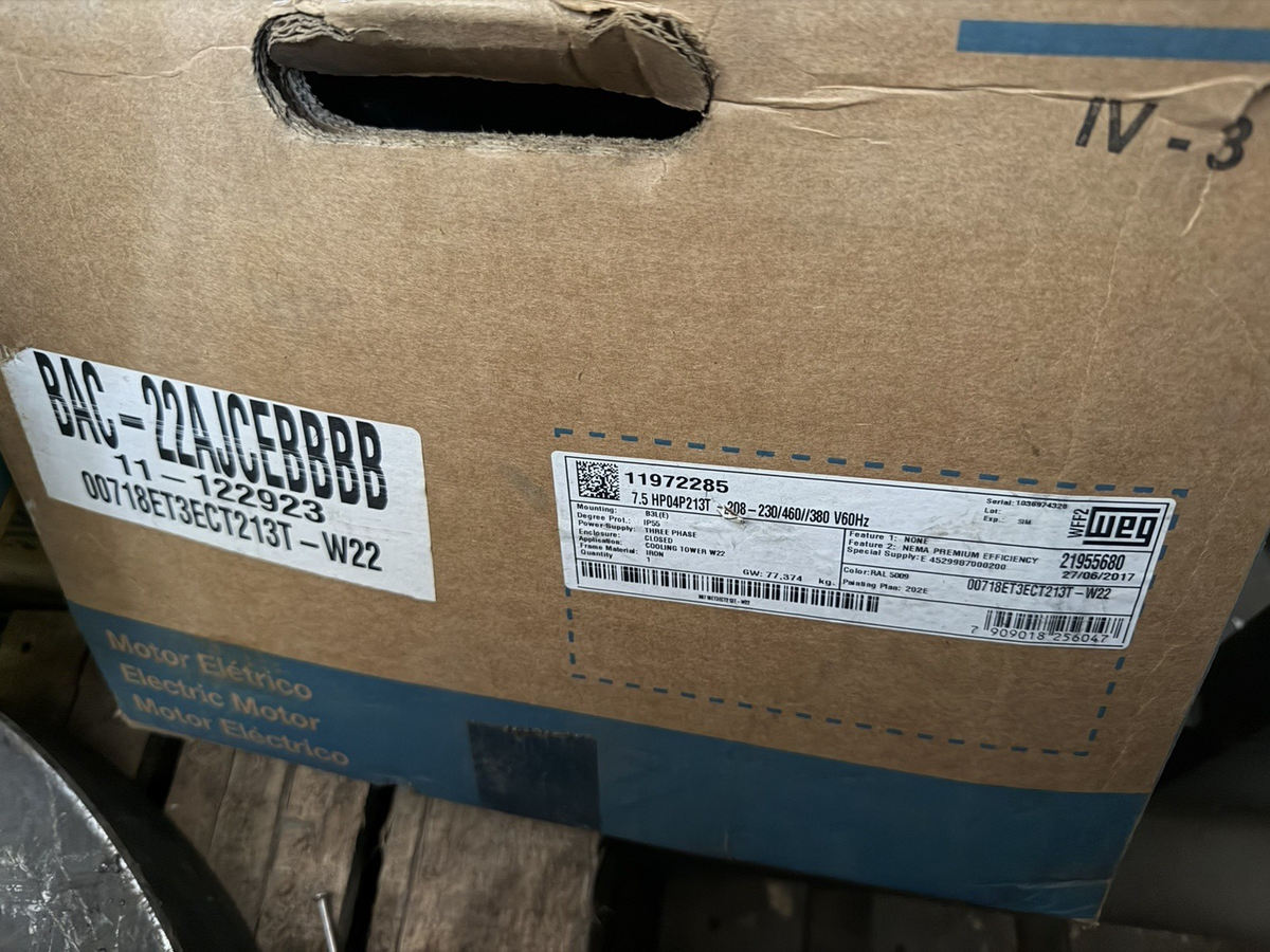 NEW WEG 7.5HP 1765RPM 213T TEFC 3PH COOLING TOWER MOTOR 00718ET3ECT...