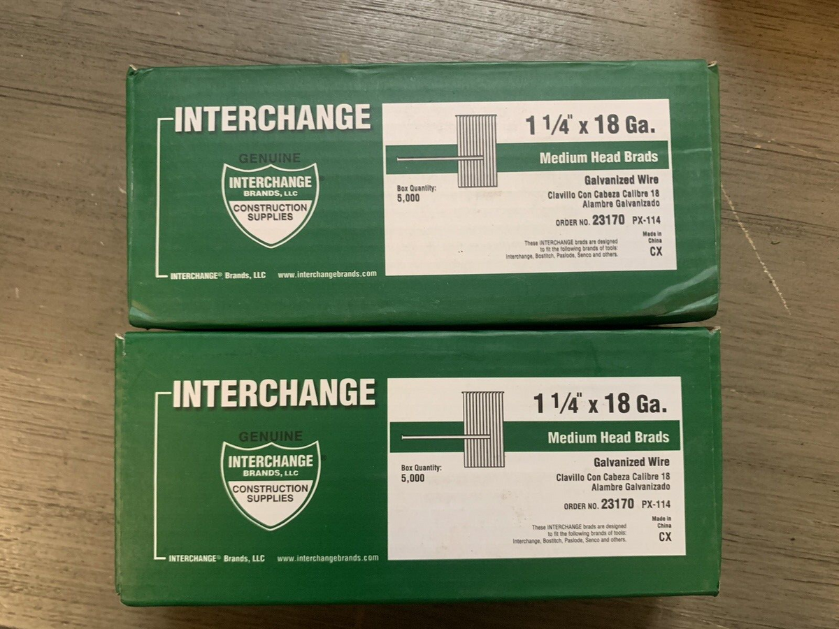 (2) Interchange 23170 1-1/4" x 18-GA. Med Head Brads Galvanize...