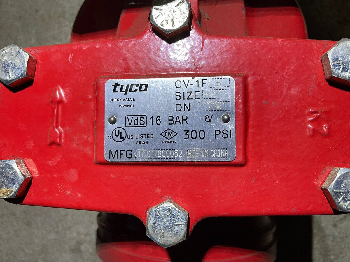 NEW GENUINE Tyco Swing Check Valve 8” CV-1F 300 Psi, DN 200 **FREE ...