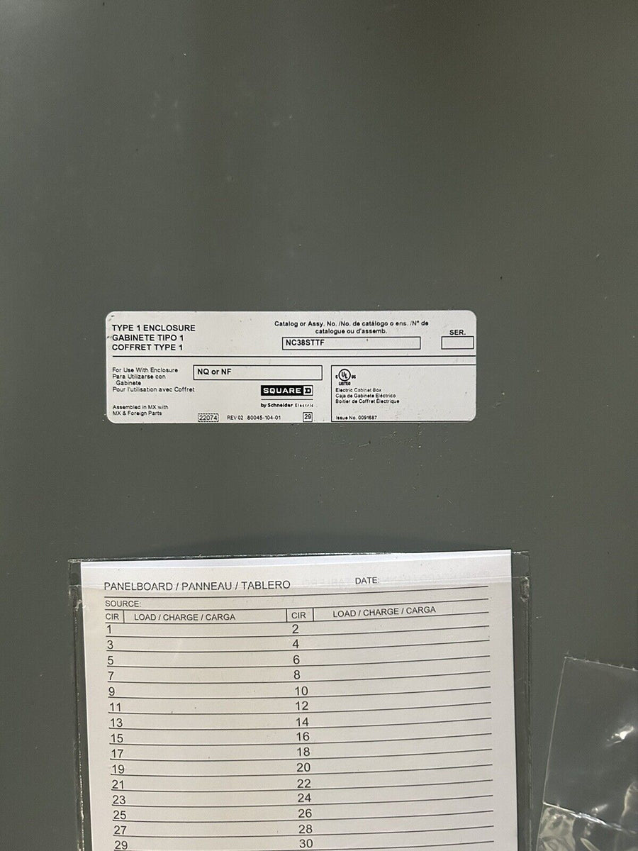 NEW Square D NC38S Panelboard Enclosure Front Cover Type 1 NQ and N...