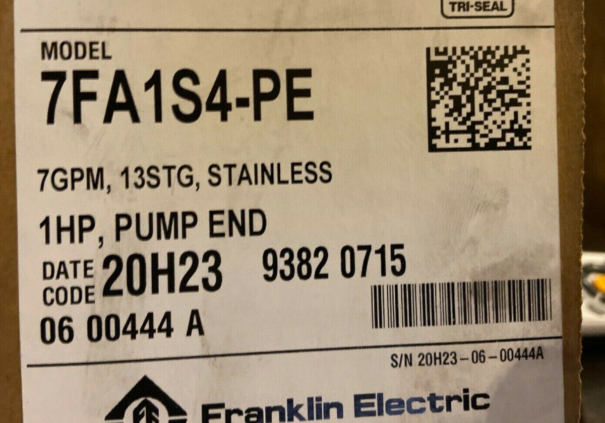 Franklin Electric FPS 4400 Tri-Seal 7FA1S4-PE Submersible Well Pump...