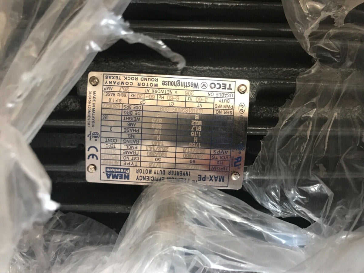 TECO Tipo AEHH8P Motor Eléctrico, 5 H.P 1200 RPM, 215T Marco, 230V/...