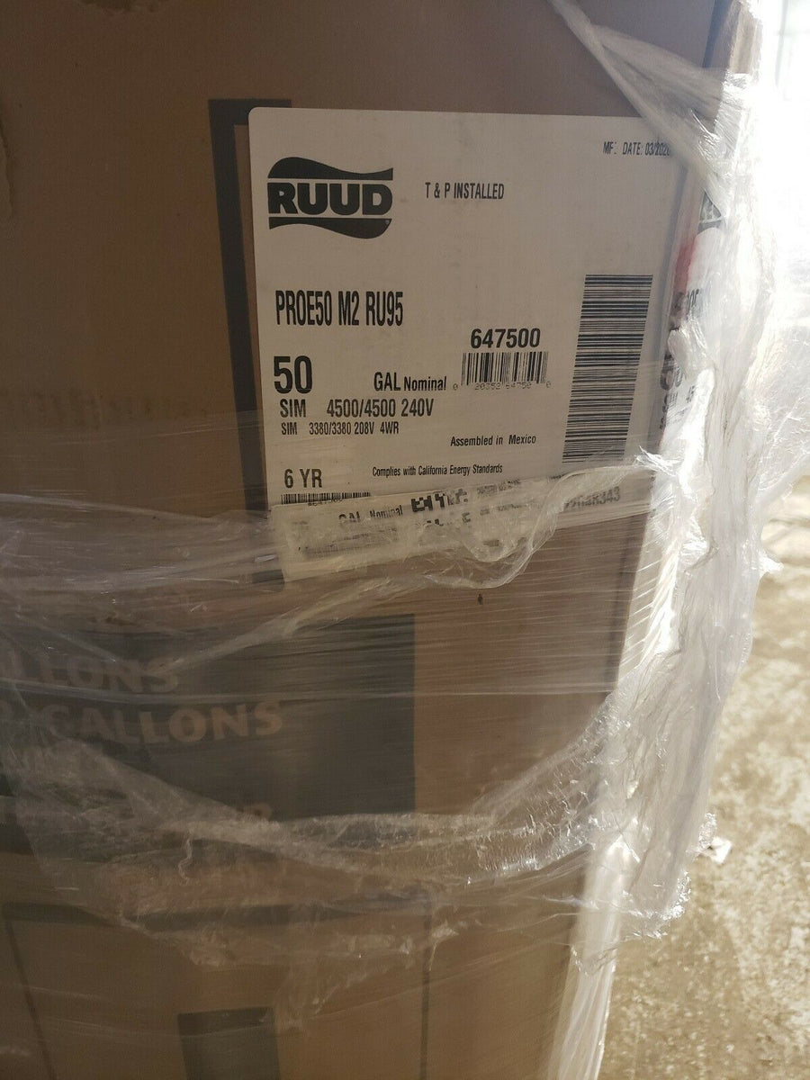 4 RUUD PROE50 M2 RU95 PROFESSIONAL ACHIEVER ELEC 50 GAL HOT WATER T...