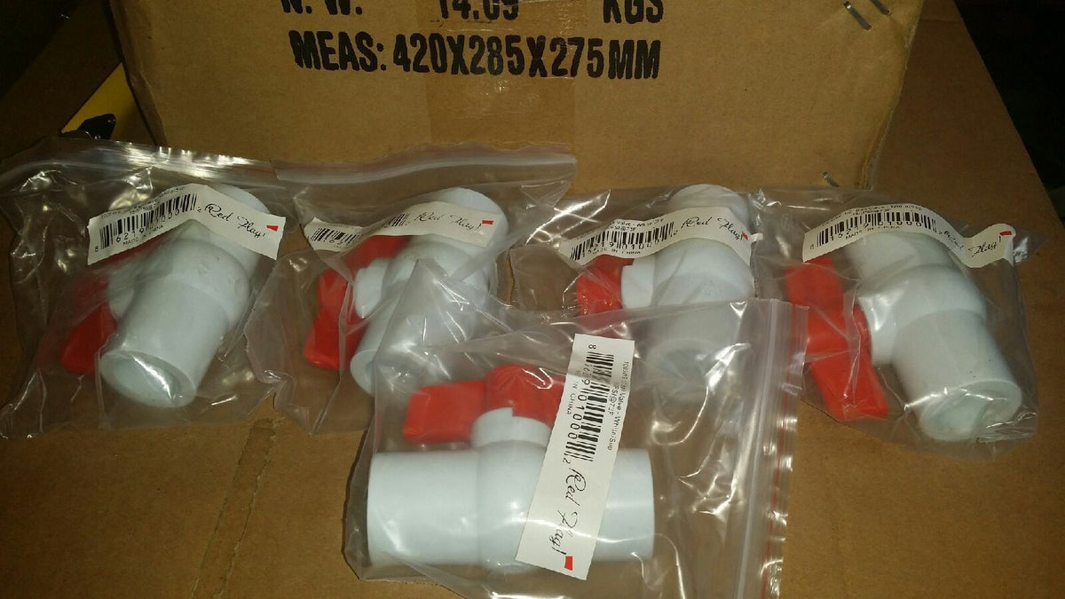 RED FLAG PVC Compacto Válvula de Bola 1/2" Nuevo , Lote De 20 ...