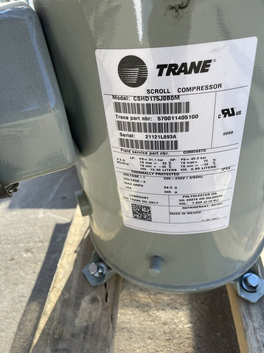 NEW Trane Scroll Compressor CSHD175J0B0M 200-230V, 69AMPS, LRA 345 ...