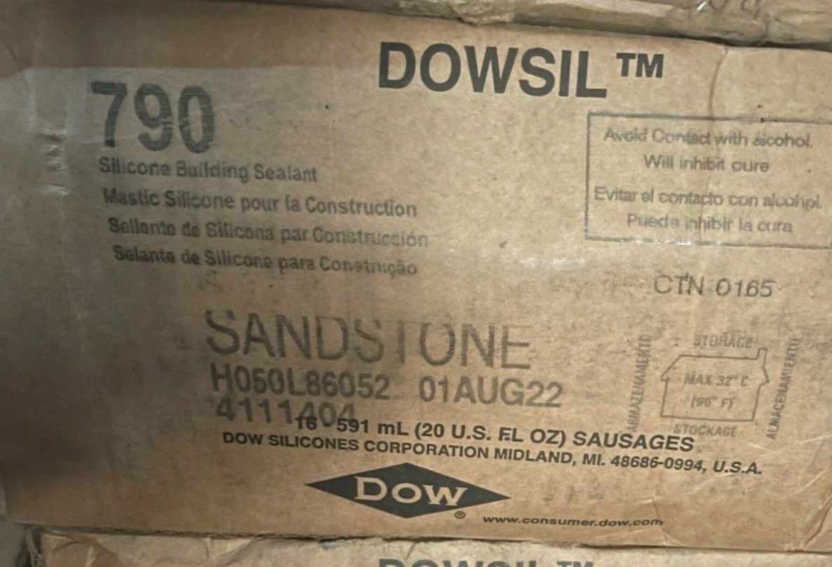 16 - 591ml Dowsil 790 Silicone Construction Mastic Saucissonier Grè...