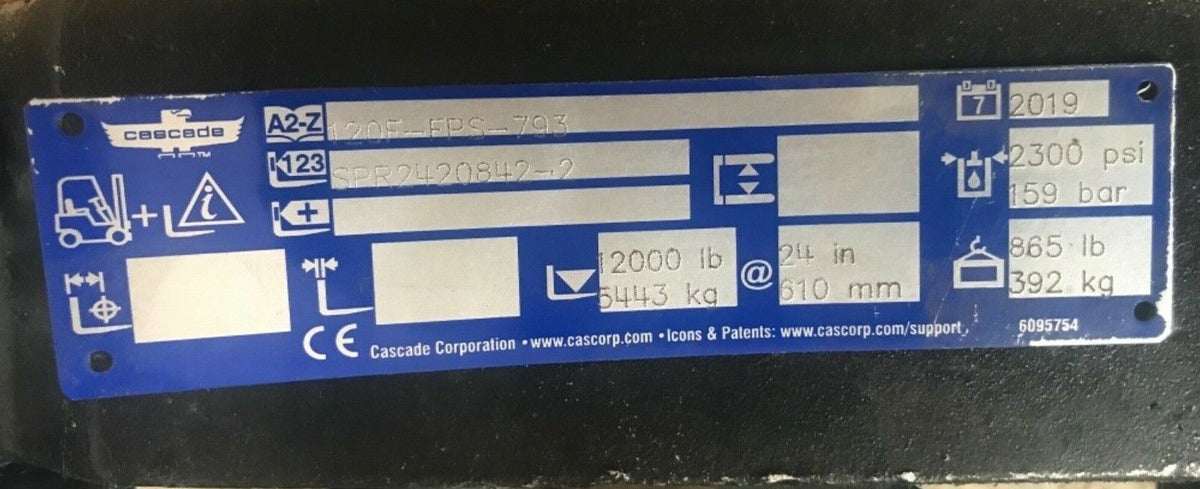 12,000 LB Cascade Bobcat Forklift Sideshift Positioner 120F-FPS-793...