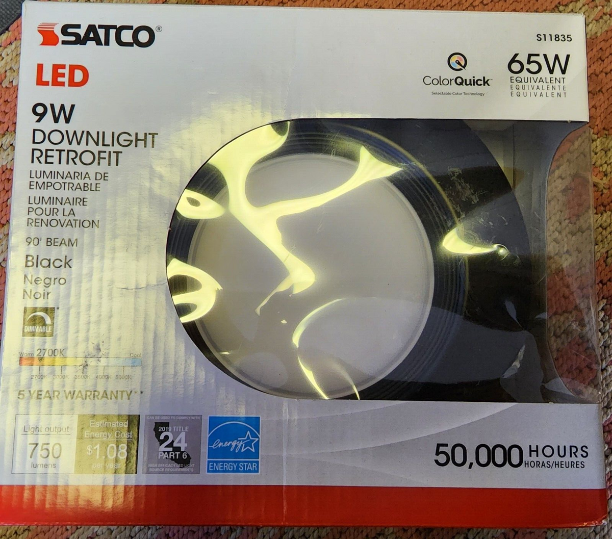 Satco Lighting S11835 LED Downlight Retrofit - Black Fixture (singl...