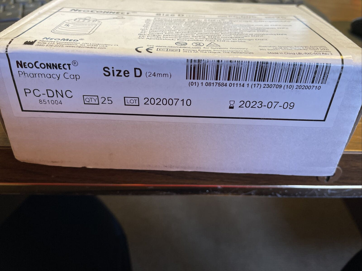 Neomed NeoConnect ENFit Compatible Pharmacy Caps, Size D, 24mm, 25 ...
