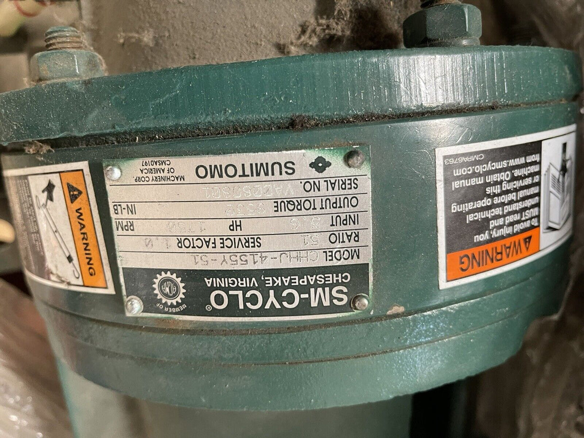 SUMITOMO SM-CYCLO 6000 GEARMOTOR REDUCER CHHJ-4155Y-51, 1750 RPM, R...