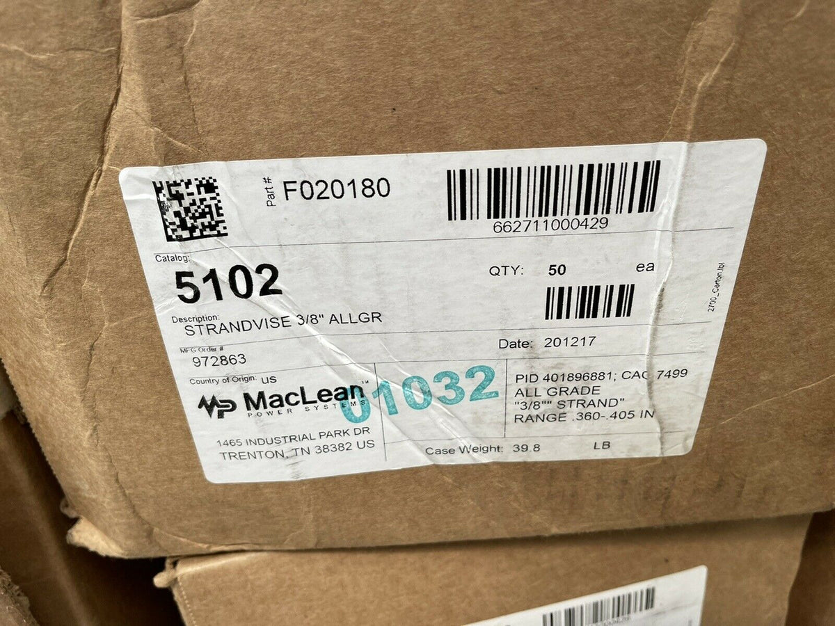 50 MacLean Power Systems 5102 Eye Type Strandvise 3/8" Allgr S...