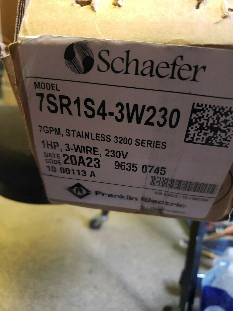 FRANKLIN ELECTRIC SCHAEFER SUBMERSIBLE PUMP 7SR1S4-3W230, 7GPM, 1HP...