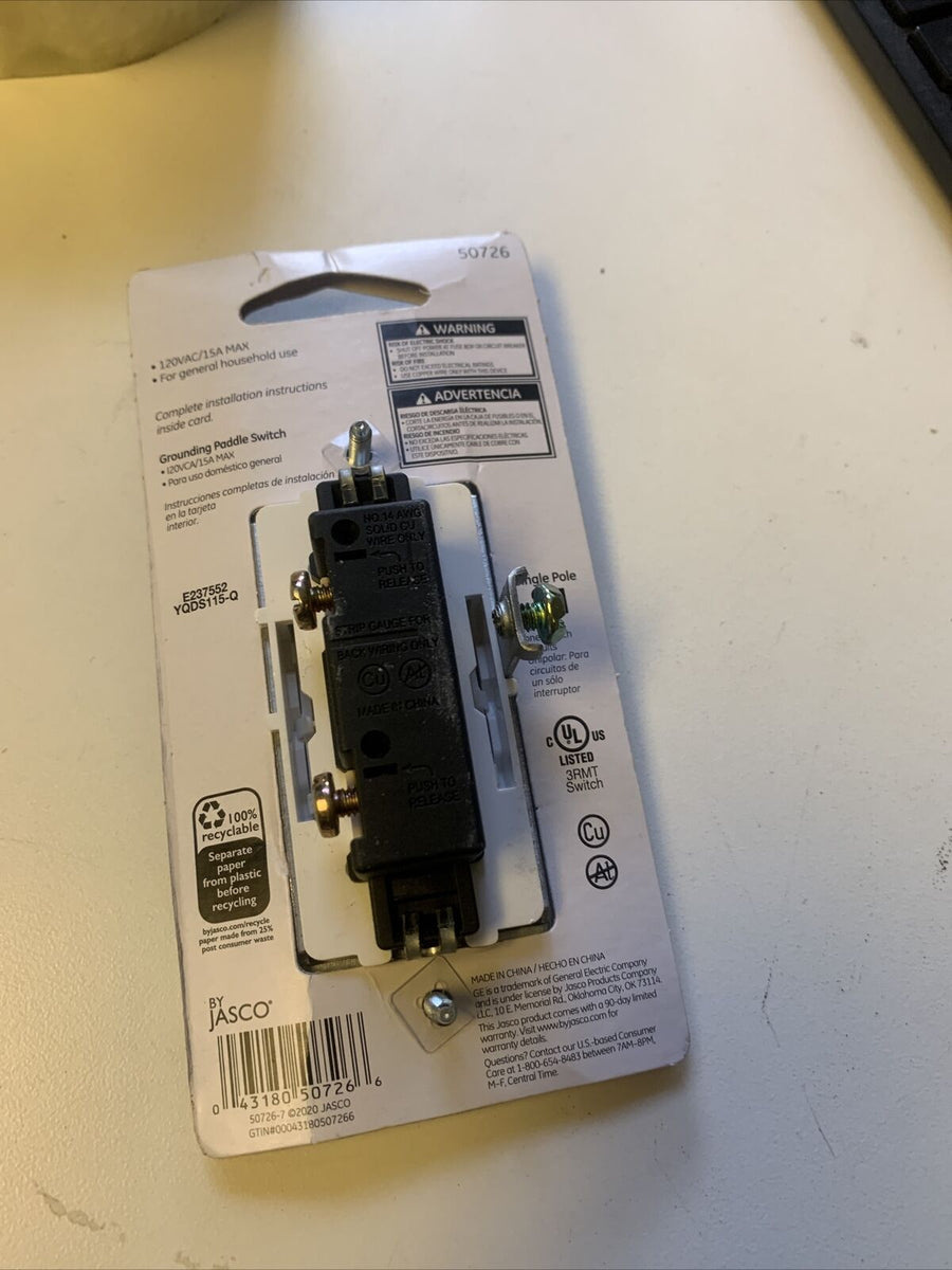 GE ULTRAPRO GROUNDING PADDLE SWITCH 15A 120VAC (3 PACK) | Mega Mart...