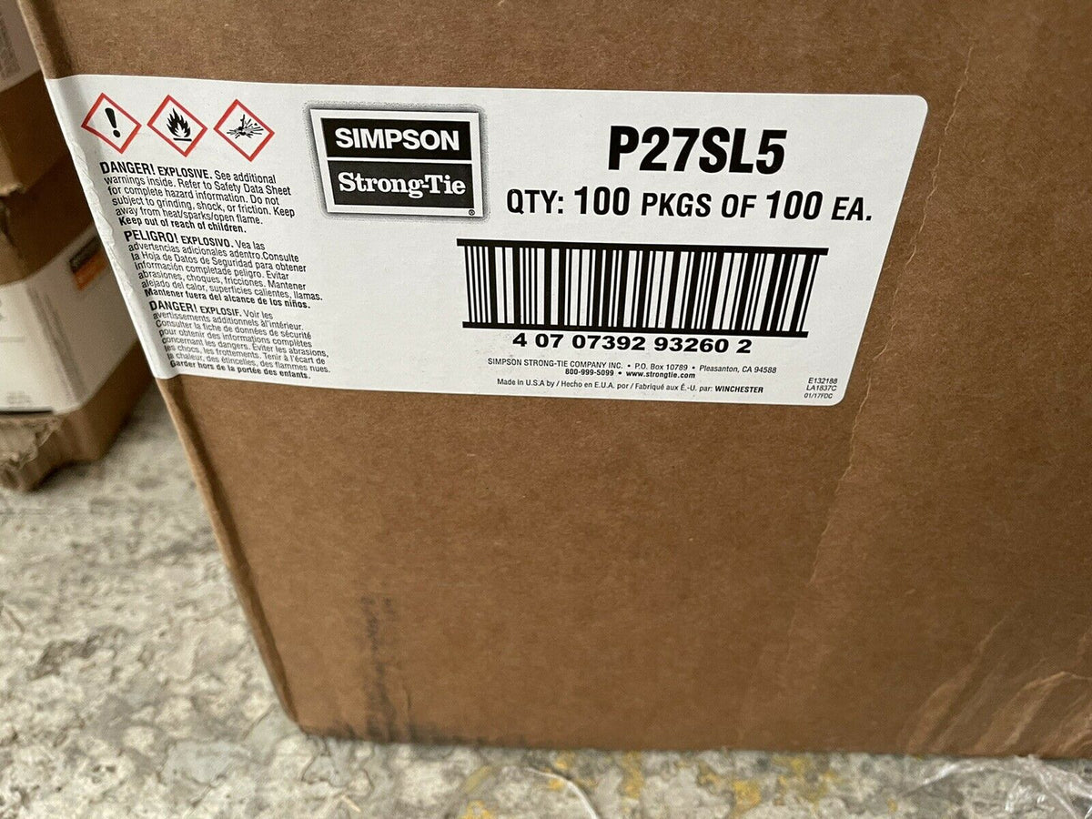 Simpson StrongTie P27SL5 Box #5 .27 Cal. Plastic 10-Shot Strip Load...