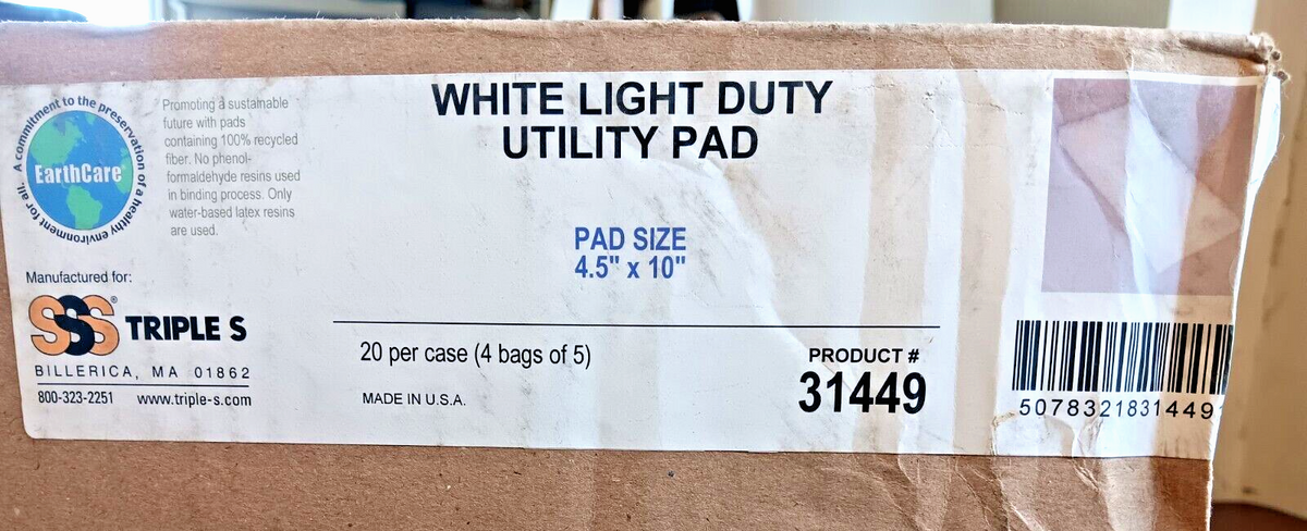 NEW TRIPLE SSS WHITE LIGHT DUTY UTILITY PAD | Mega Mart Warehouse