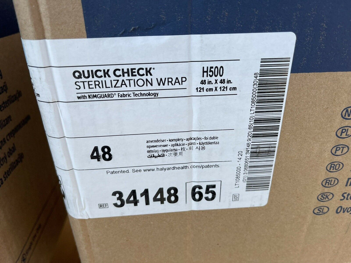 HALYARD QUICK CHECK STERILIZATION WRAP W/ KIMGUARD H500 48"X48...