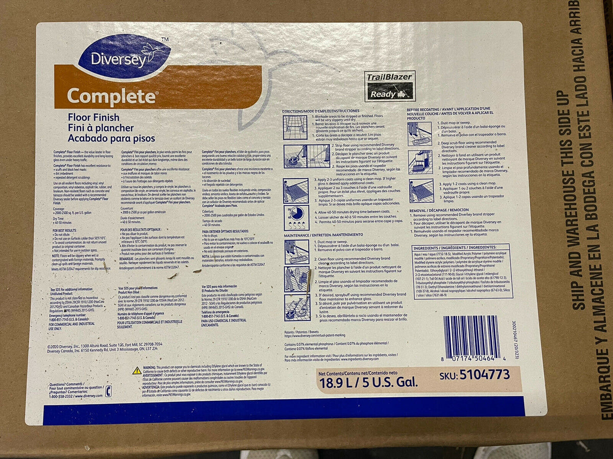 Diversey Complete Floor Finish, 5 Gallon - Floor Care **FREE SHIPPI...