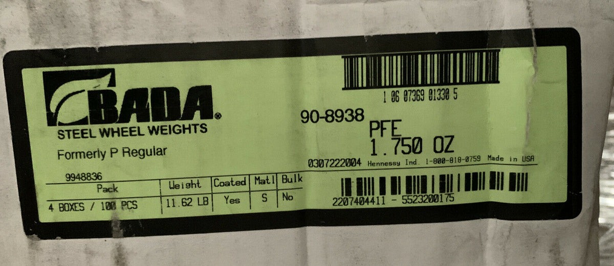 BADA 1.75oz PFE Steel Wheel Weight, 90-8938 (100 Pieces) | Mega Mar...