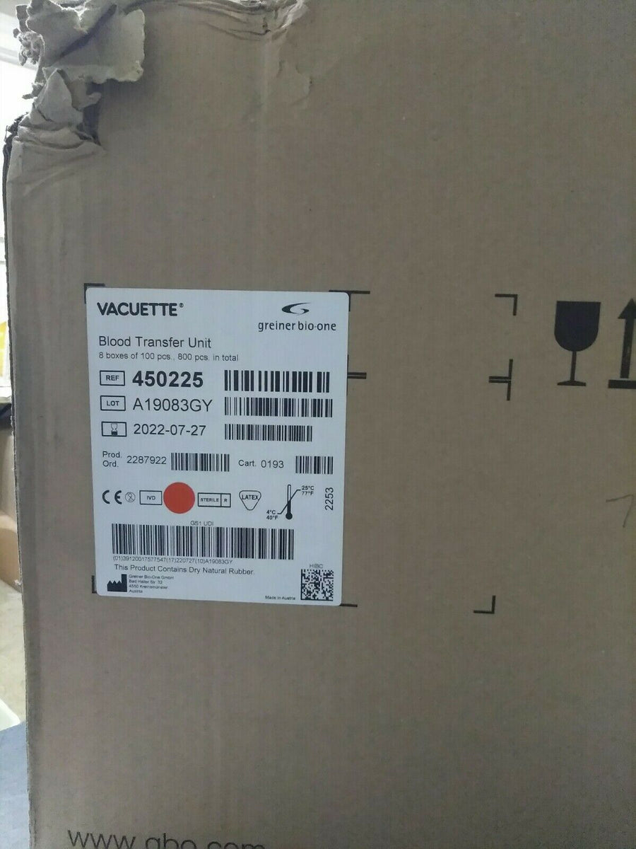NEW Greiner Bio-One VACUETTE Blood Transfer Unit 450225 1 CASE 800 ...