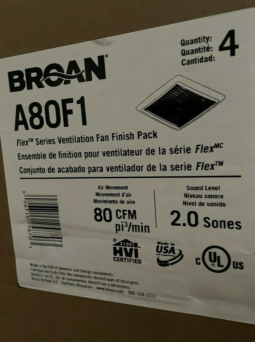 New Broan Flex Series 80 CFM Bathroom Exhaust Fan Finish Pack AE80F...