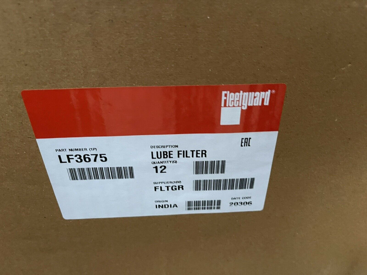 (CASE OF 12) NEW GENUINE FLEETGUARD OIL FILTER (PN LF3675) | Mega M...