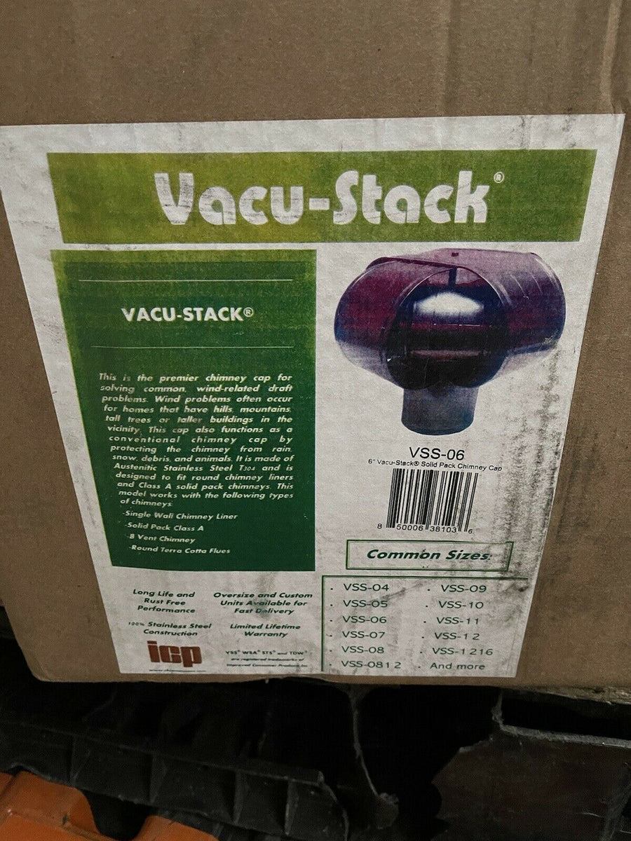 6" Vacu-Stack Stainless Steel Solid Pack Chimney Cap Model VSS...