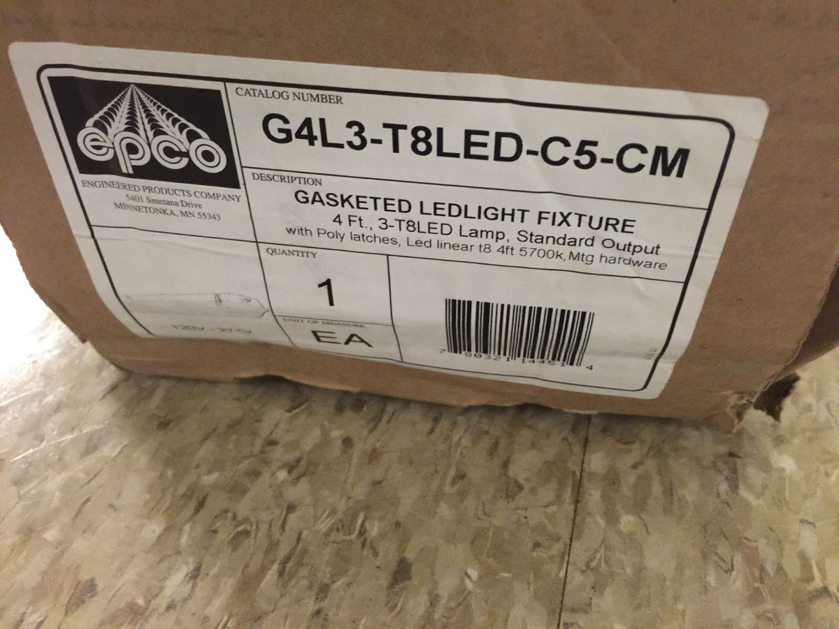 EPCO G4L3-T8LED-C5-CM GASKETED LUMINAIRE LIGHT FIXTURE WITH LED BUL...