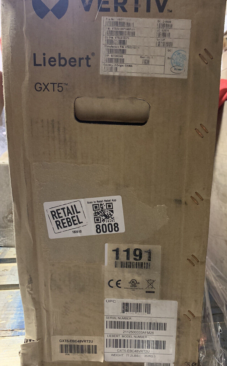 NEW Vertiv Liebert GXT5 External Battery Cabinet, {GXT5-EBC48VRT2U}...
