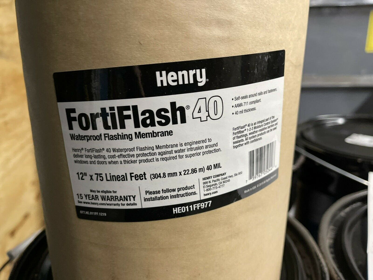 Henry 40 mil 12" x 75' Fortifiber FortiFlash Waterproof Fl...