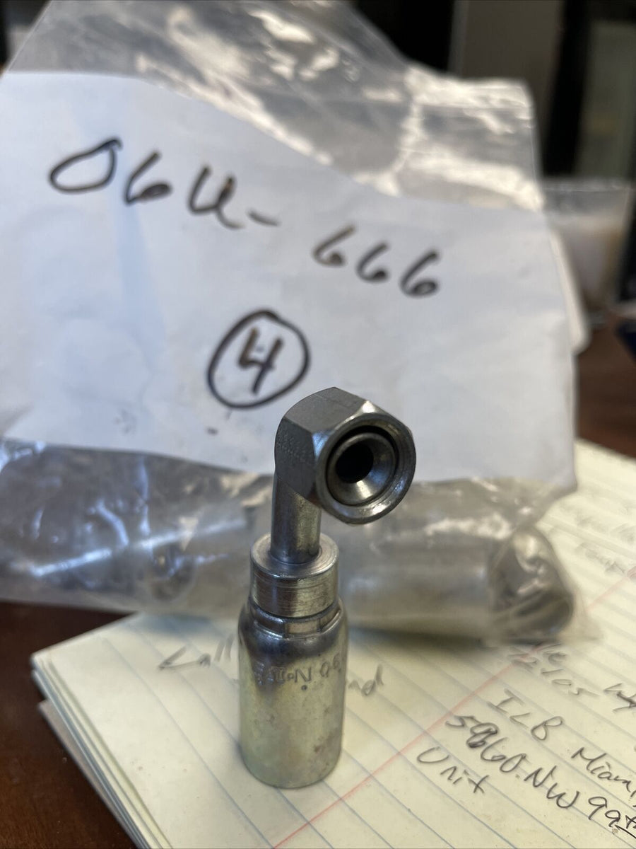 (4) GENUINE Eaton weatherhead hydraulic hose crimp fittings 06U-666...