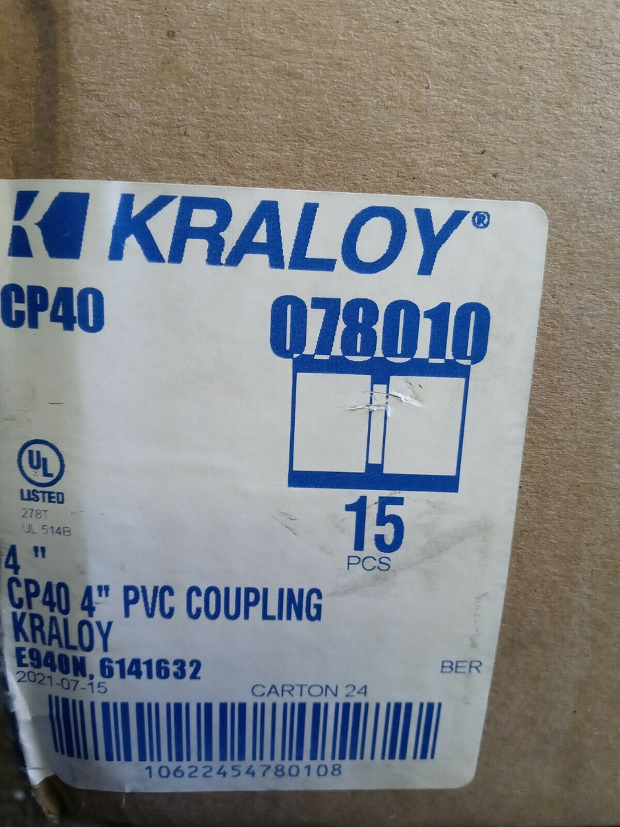 NEW KRALOY CP40 078010 4" PVC COUPLING (LOT OF 15) | Mega Mart...