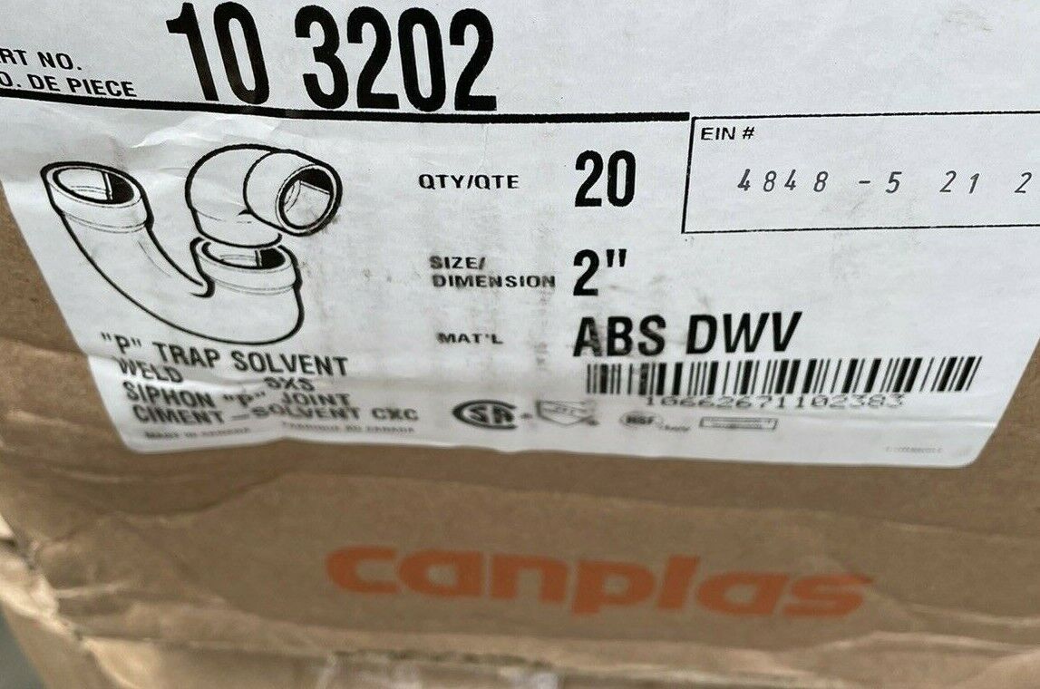CANPLAS 103202BC P-Trap, 2 IN, Moyeu , ABS, Noir (1 Boite De 20)