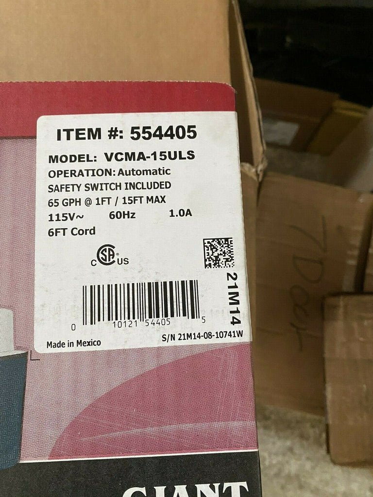 BRAND NEW Little Giant VCMA-15ULS - 115V 65 GPH Condensate Removal ...