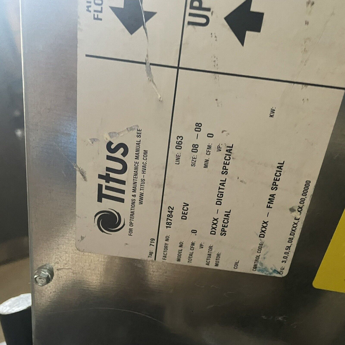 TITUS DECV-06 Digital Exhaust Control with Aerocross Sensor HVAC 6&...