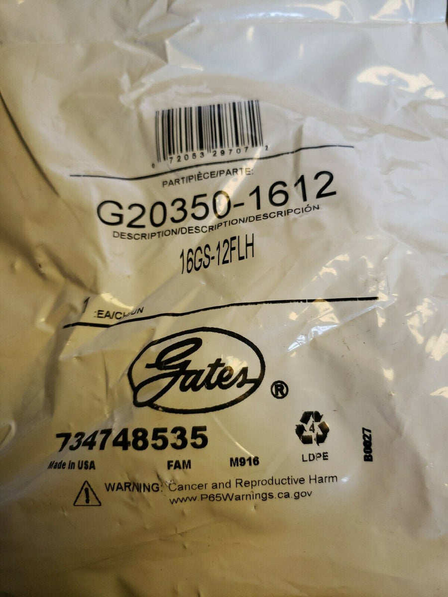 GENUINE Gates 16GS-12FLH, G20350-1612 Hydraulic Hose Fitting | Mega...