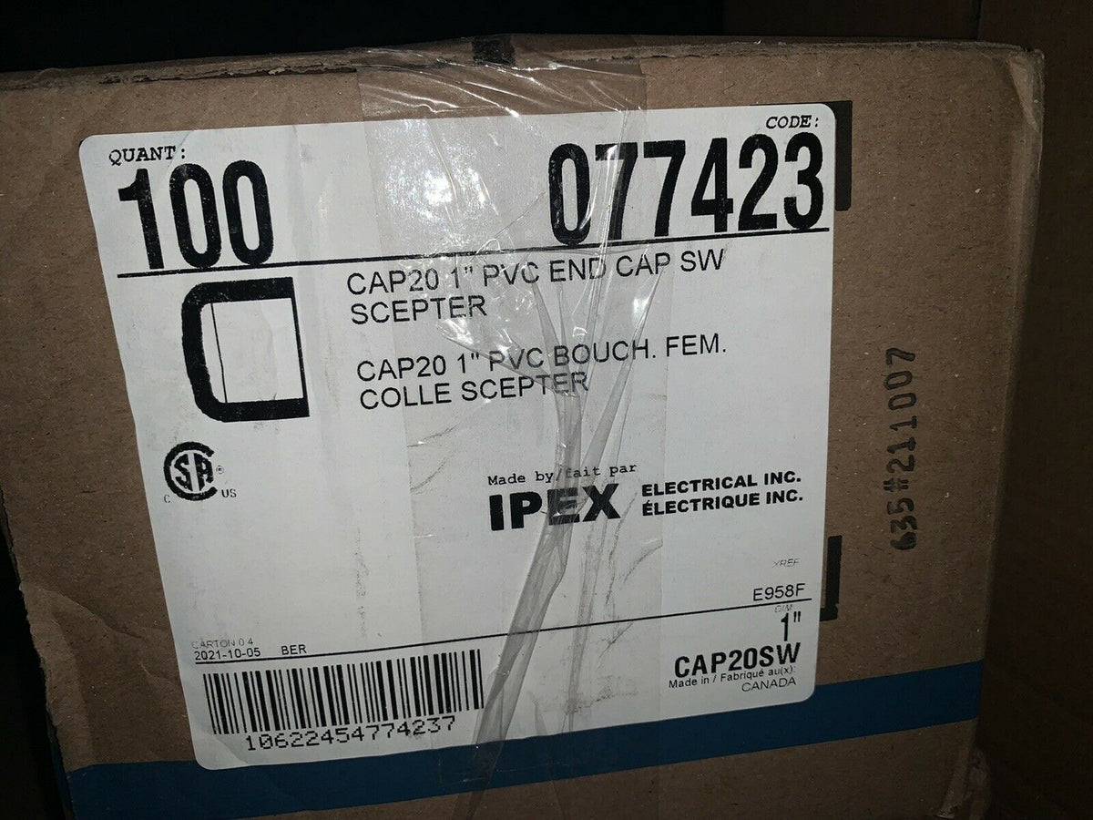 NEW IPEX Cap 20 1" PVC End Cap SW Scepter (100 PC LOT) | Mega ...