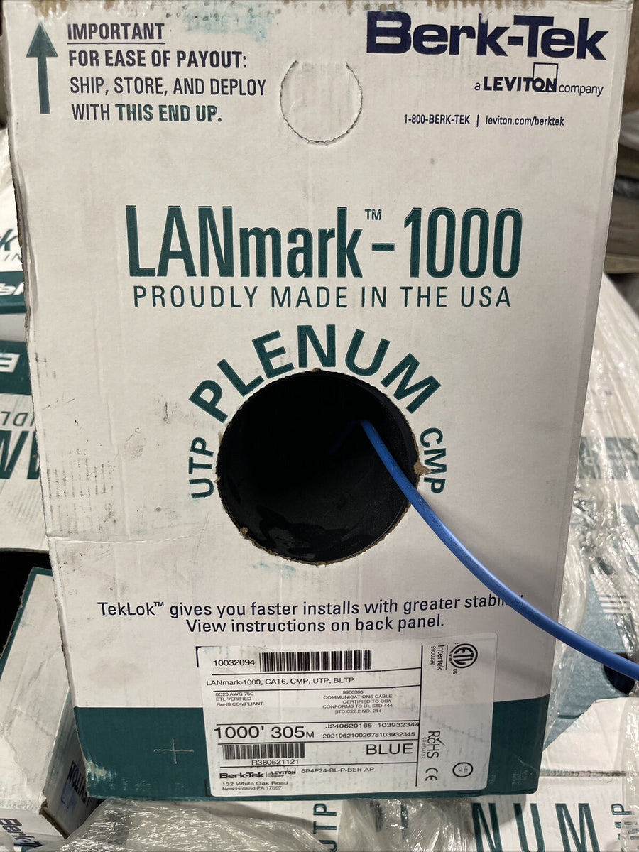 Berk-Tek 10032094 23 AWG 4 Pair Blue Solid Cat-6 LANmark 1000'