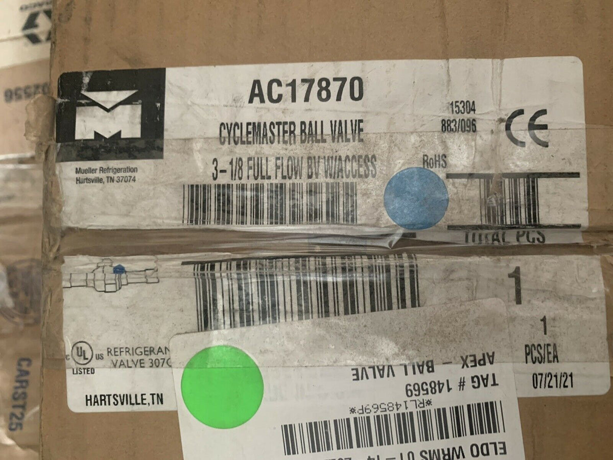 NEW Brass Mueller Refrigeration Cyclemaster Ball Valve AC17870 3-1/...
