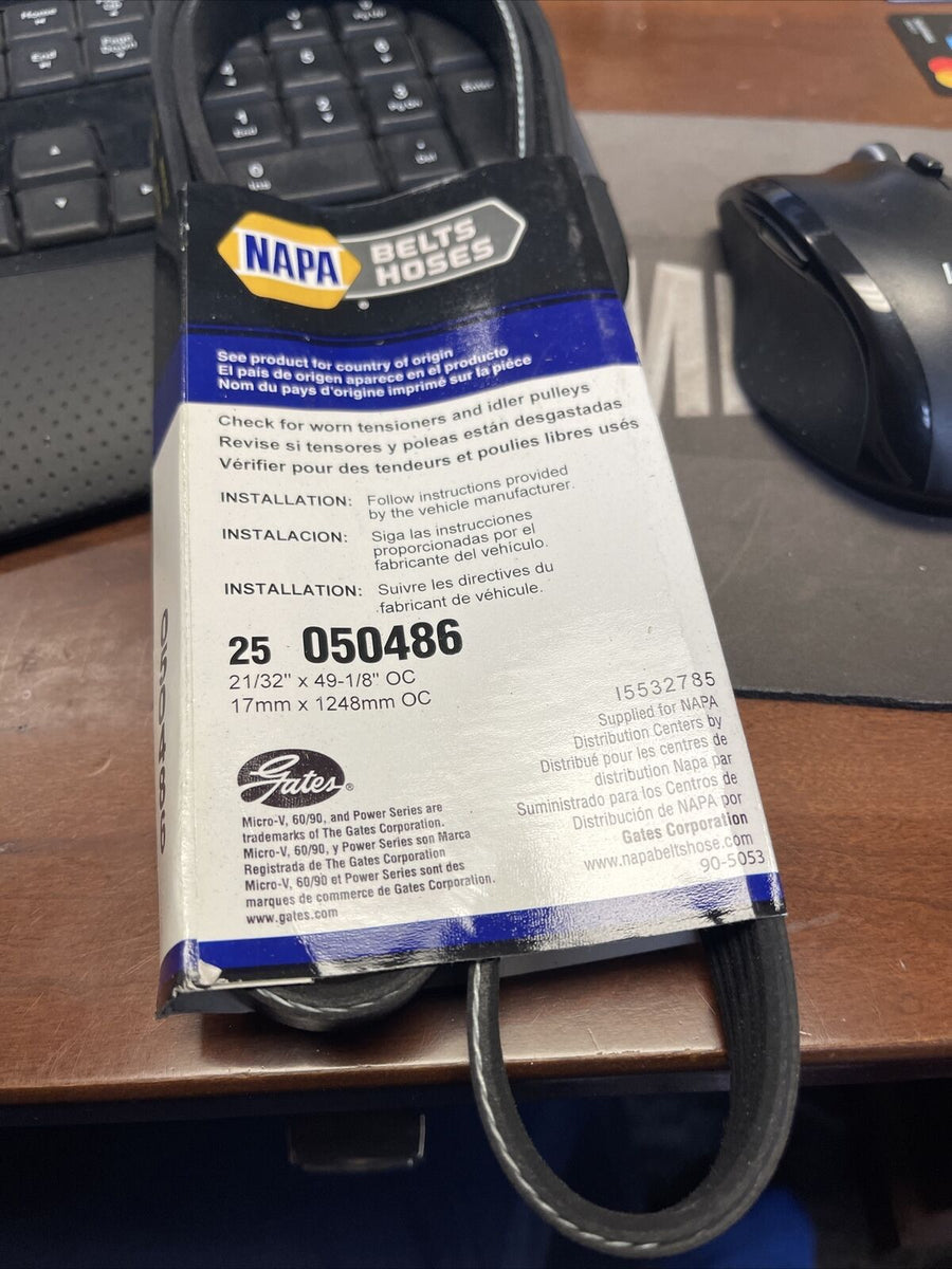 GENUINE NAPA GATES Micro-V Serpentine Belt 25-050486, 040486, 5PK12...